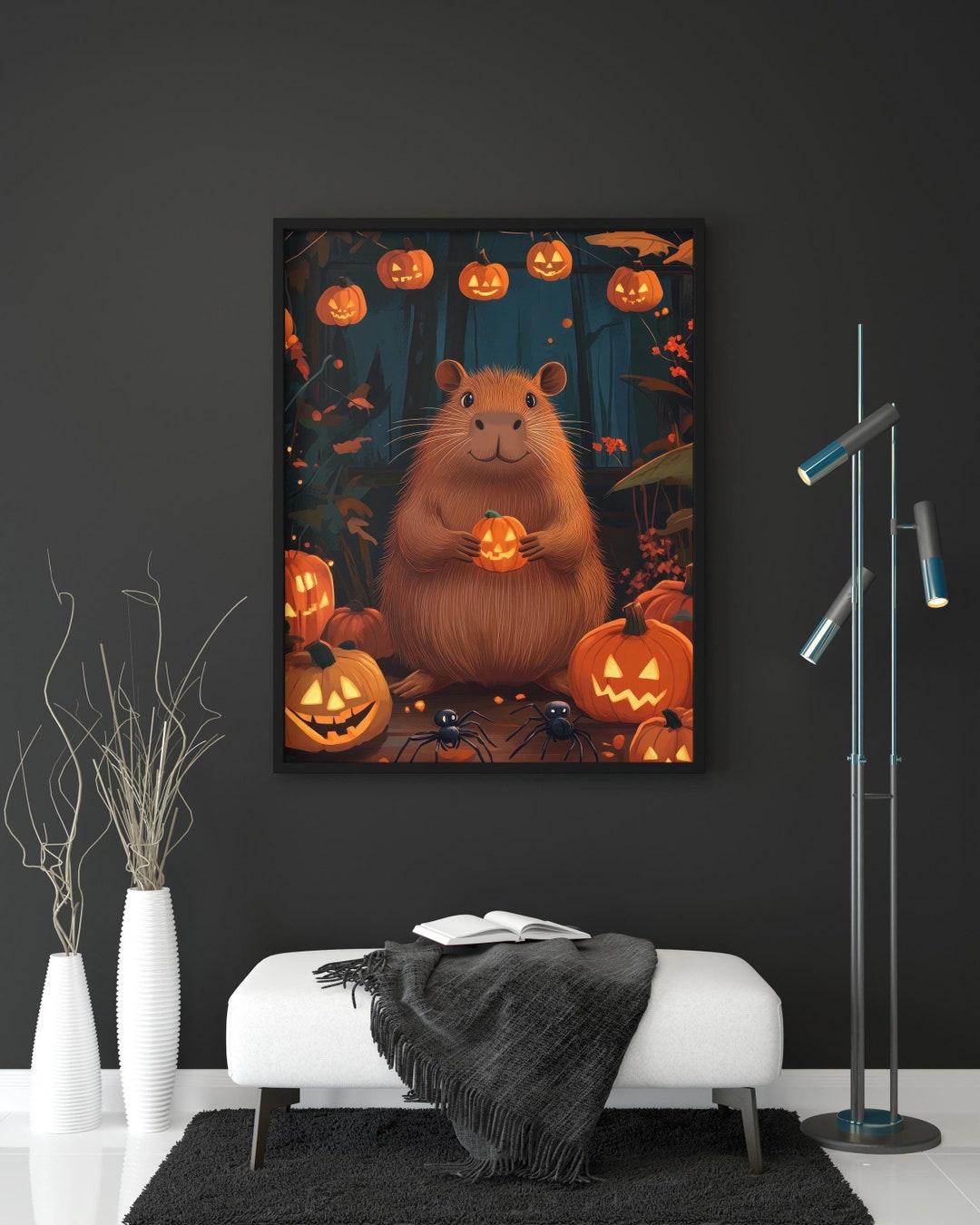 Halloween Capybara With Pumpkin Spooky Season Nursery Print Creepy Cute ...