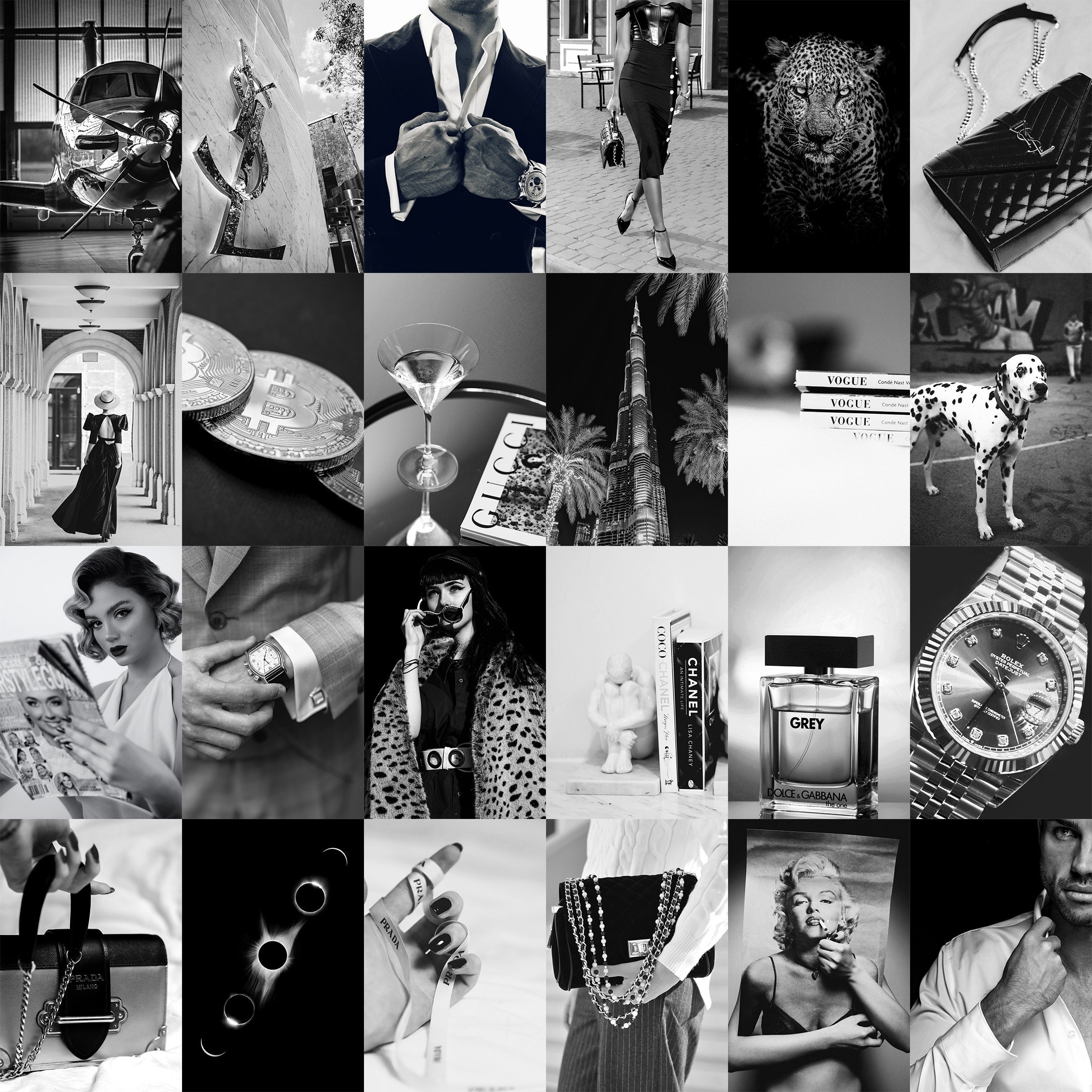 Boujee Wall Collage Kit 106 PCS Black and White Vogue Prints Dorm Decor ...