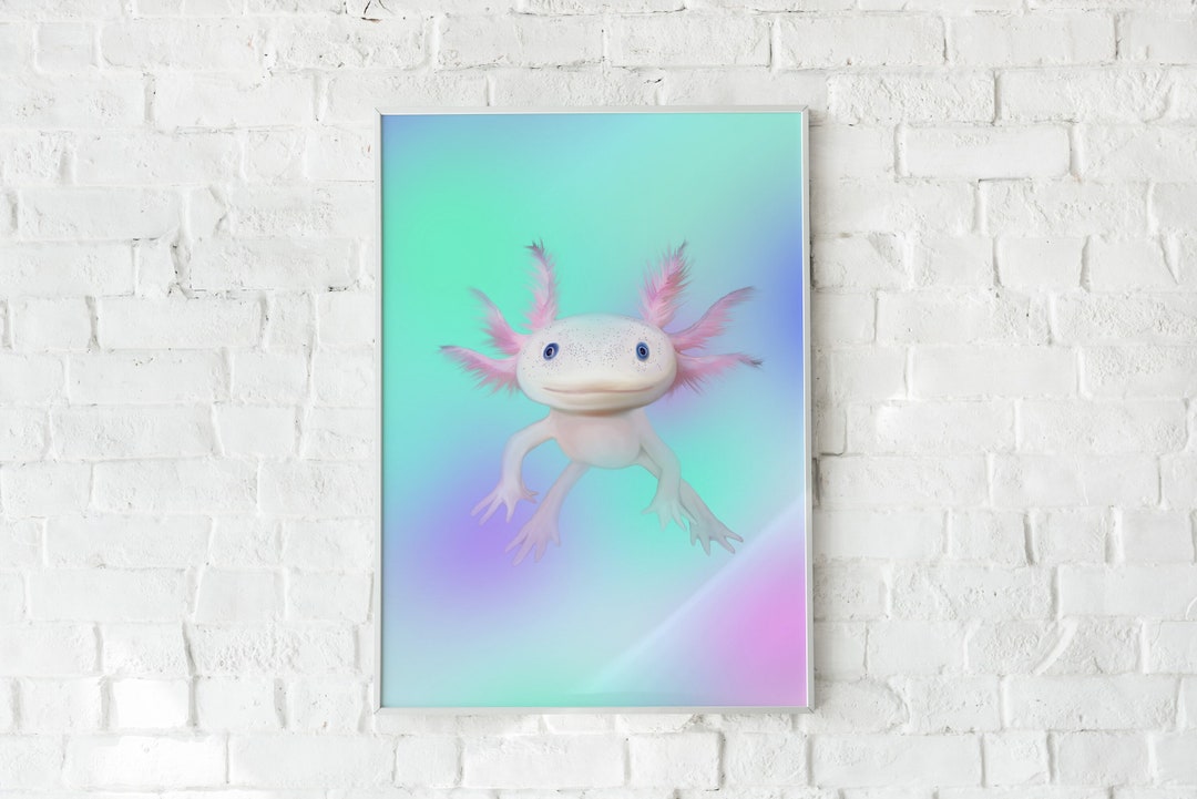 Cute Axolotl Print Marine Creatures Wall Art Printable Sea Animals ...