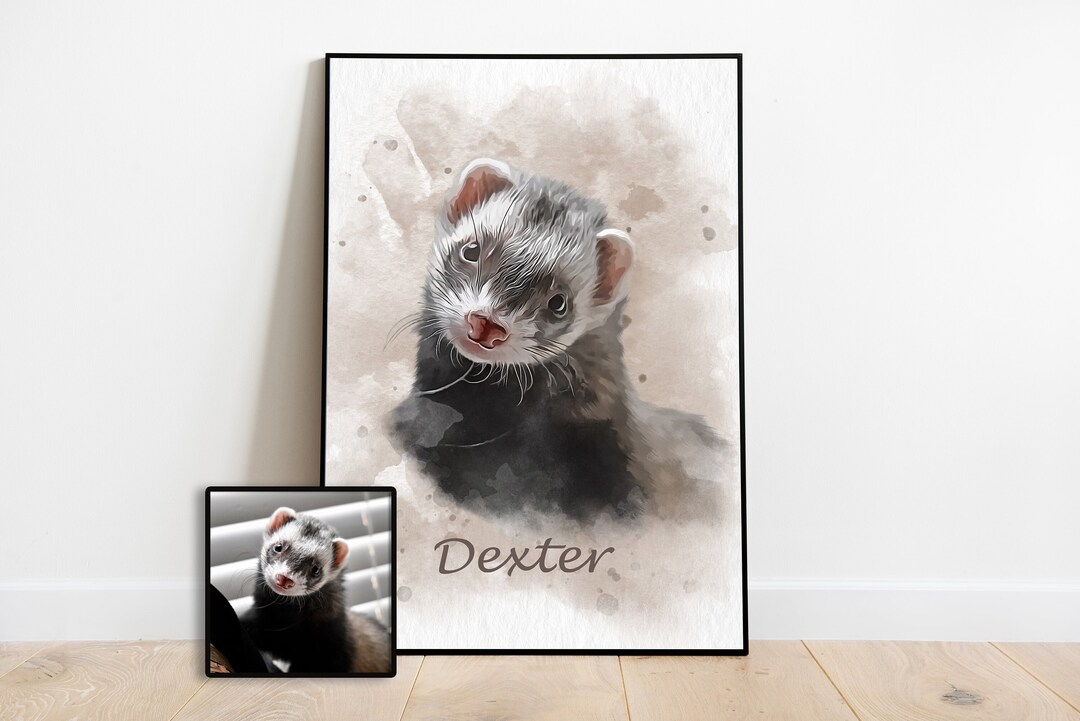 Ferret Memorial Portrait From Photo Custom Pet Remembrance Gift ...