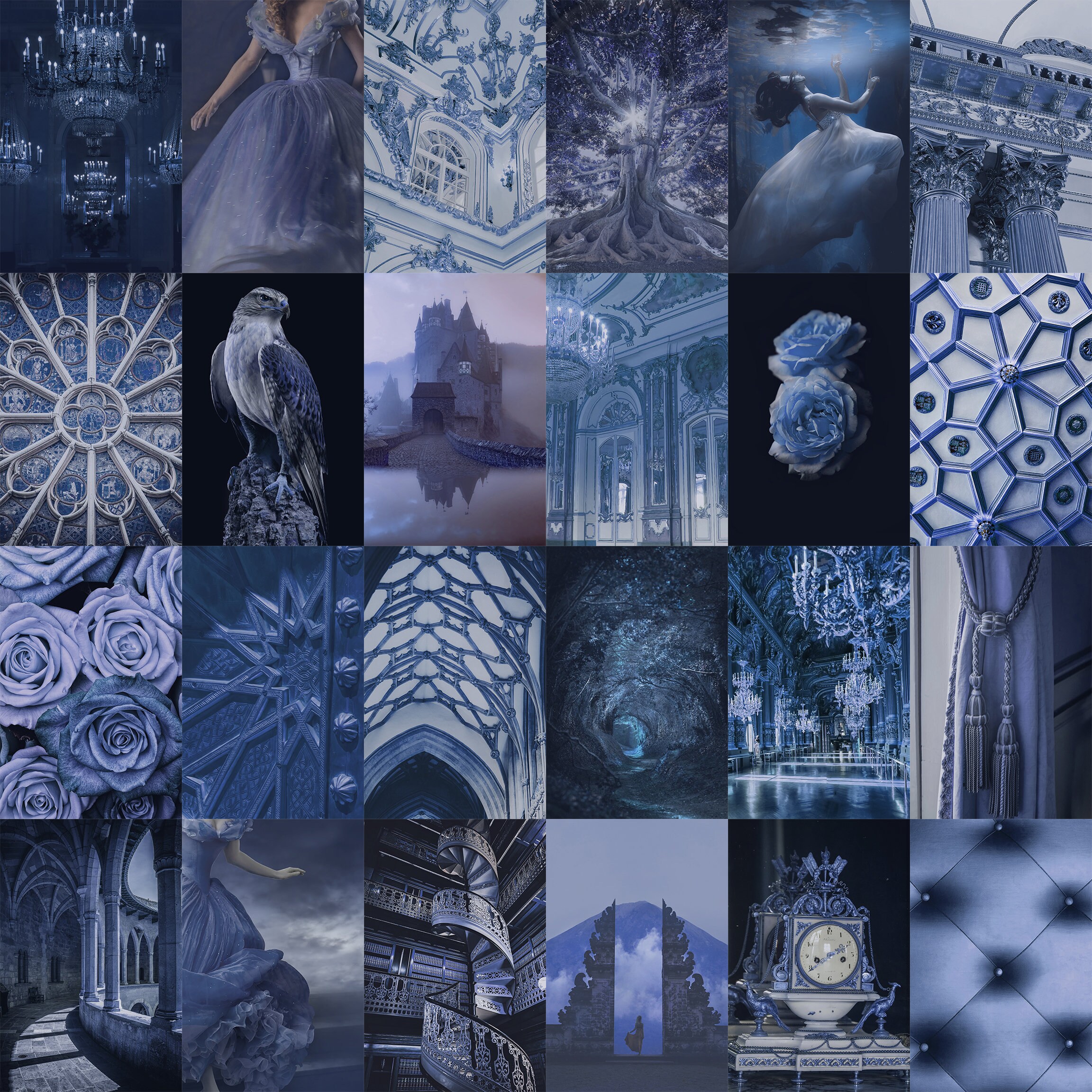 Royal Collage Kit Indigo Blue Aesthetic Photo Prints 100 Pcs Royalcore ...