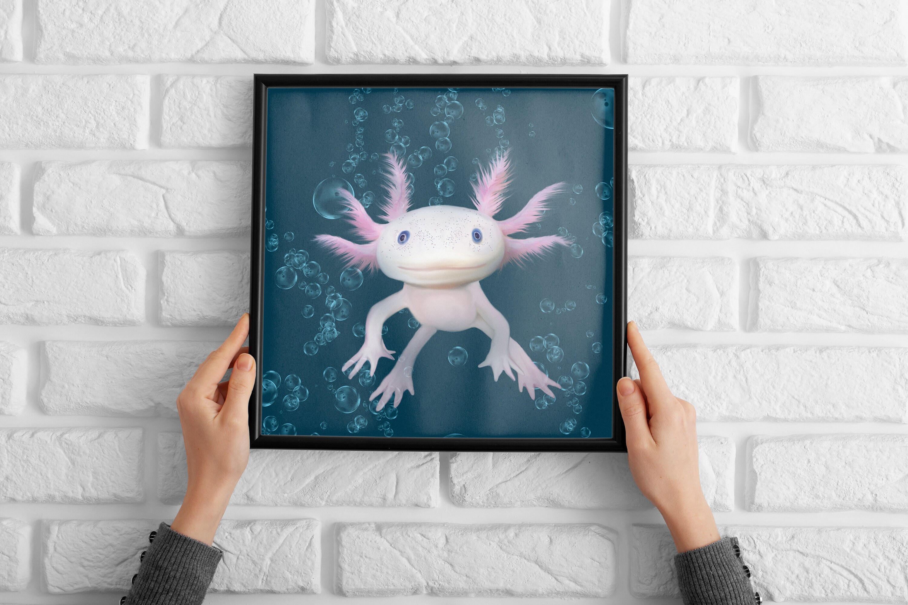 Cute Axolotl Print Marine Creatures Wall Art Printable Sea Animals ...
