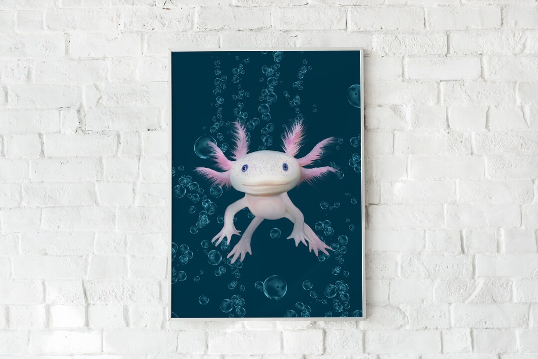 Cute Axolotl Print Marine Creatures Wall Art Printable Sea Animals ...