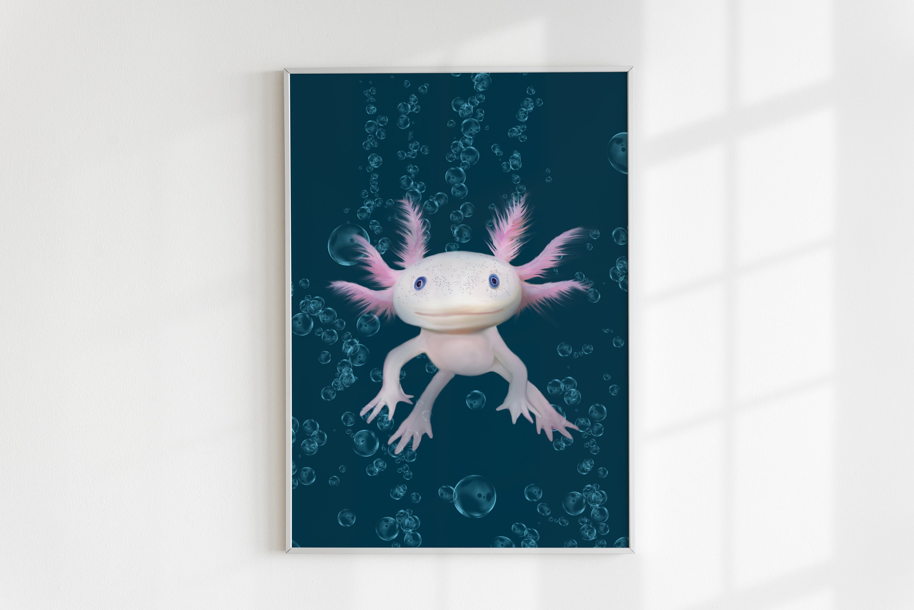 Cute Axolotl Print Marine Creatures Wall Art Printable Sea Animals ...
