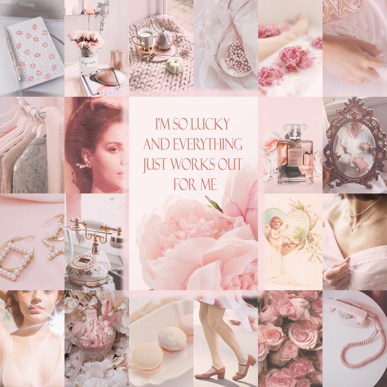 Coquette Wall Collage Kit 25 Pcs Blush Pink Girly Wall Art College ...