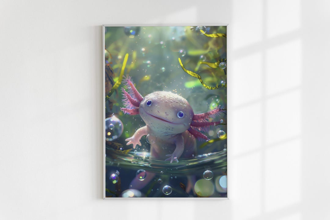 Cute Axolotl Print Marine Creatures Maximalist Wall Art Printable Sea ...