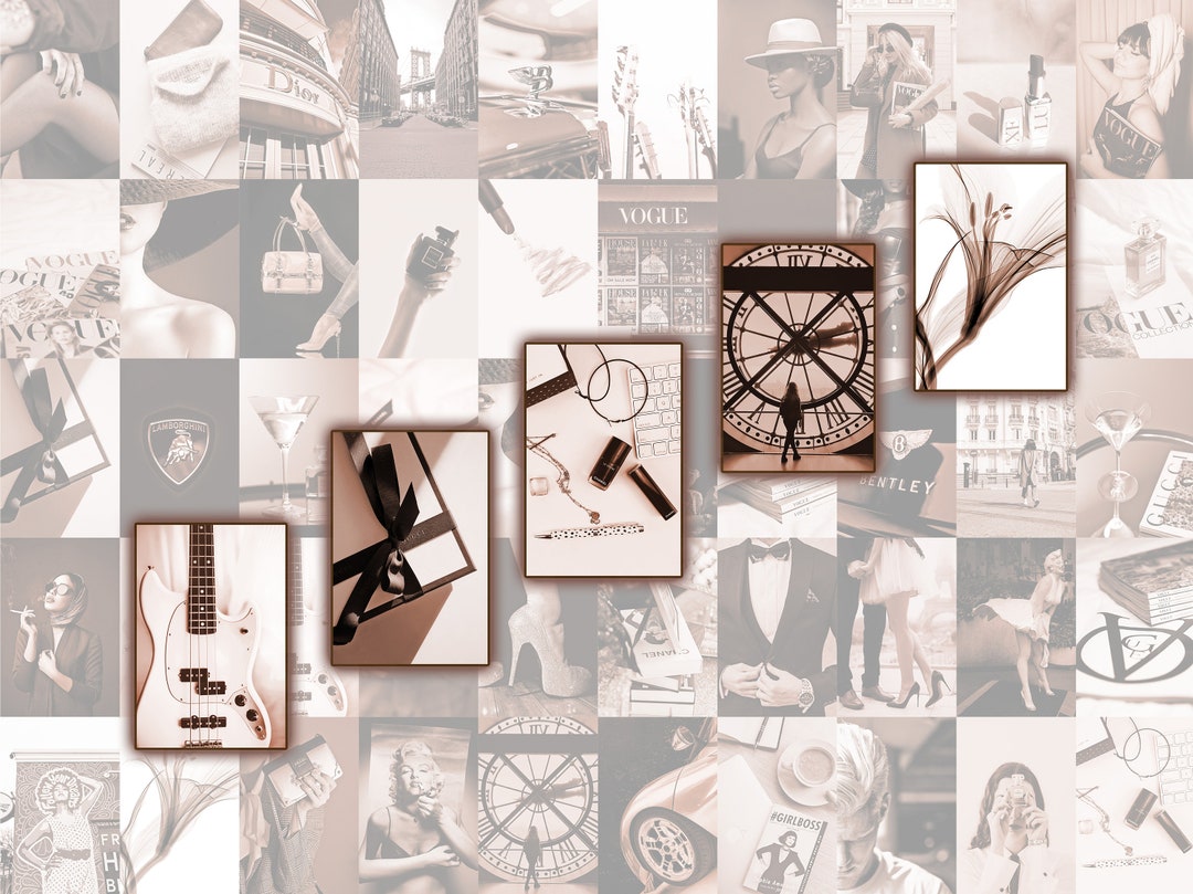 Boujee Wall Collage Kit Brown Vogue Prints 55 PCS Girly Aesthetic Dorm ...