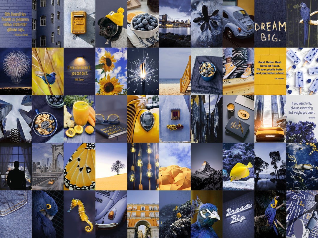 Indigo Honeycomb Blue Wall Collage Kit 50 PCS College - Etsy
