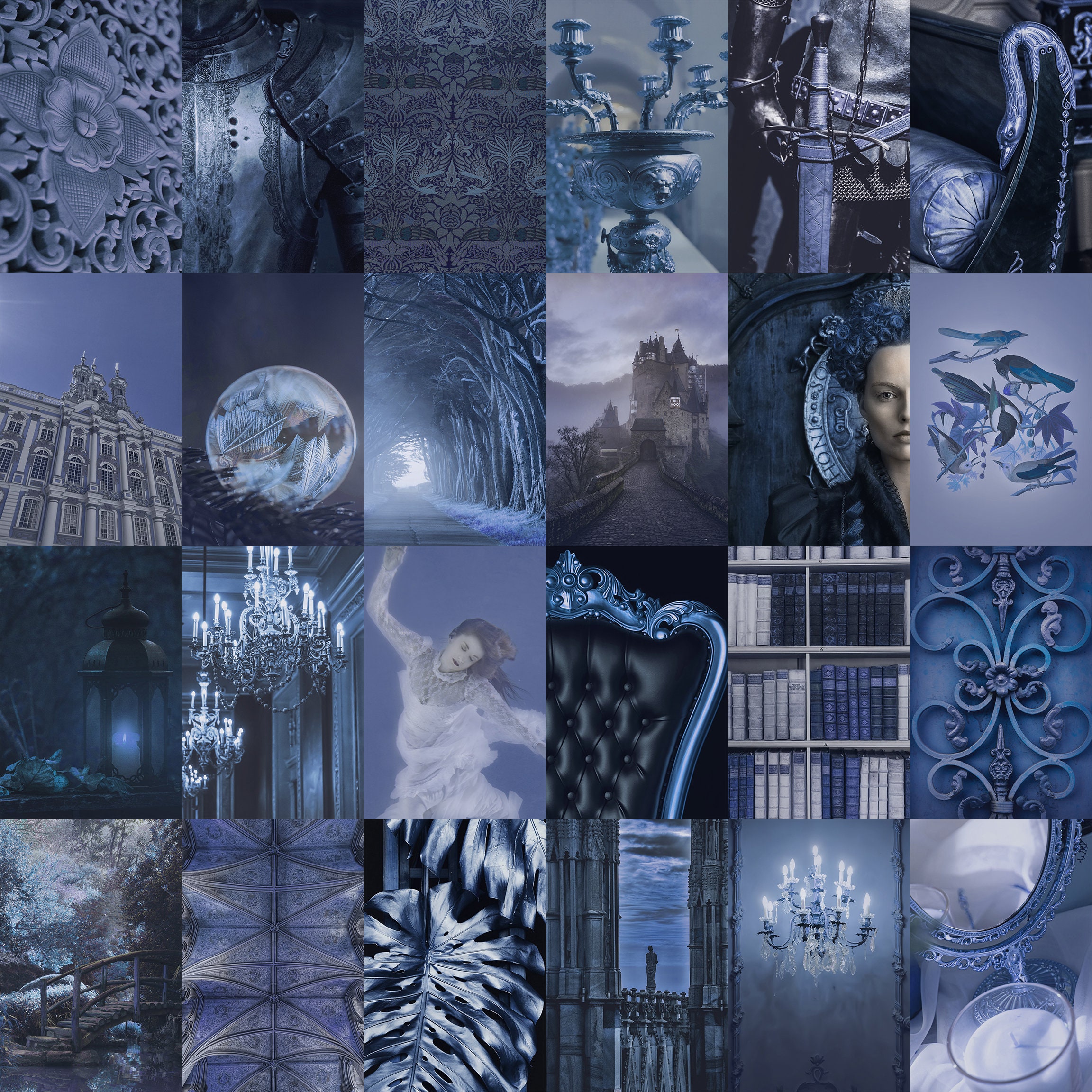 Royal Collage Kit Indigo Blue Aesthetic Photo Prints 100 Pcs - Etsy