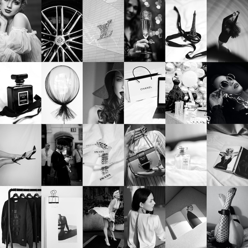 Boujee Wall Collage Kit 106 PCS Black and White Vogue Prints - Etsy