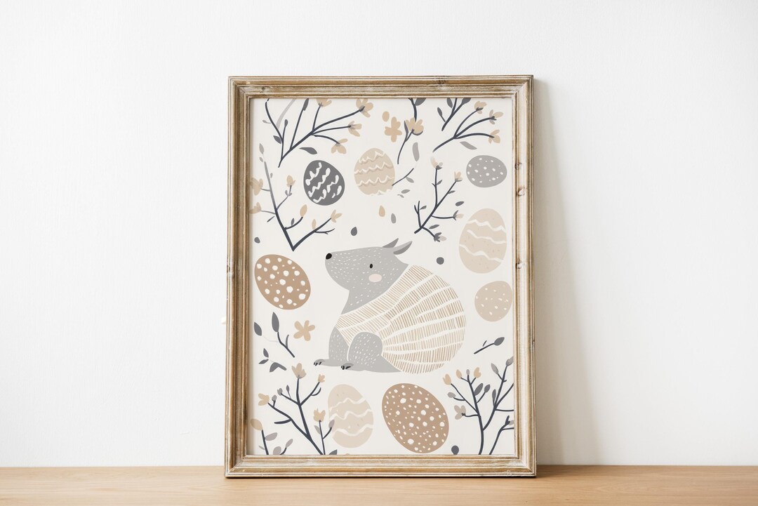 Armadillo Print Easter Postcard Neutral Aesthetic Wall Art - Etsy