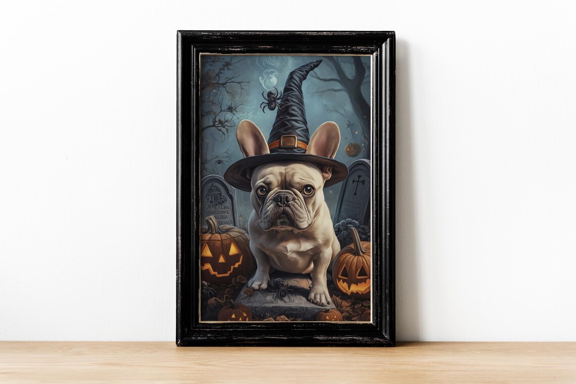 Halloween French Bulldog Spooky Season Nursery Print Creepy Cute Decor ...