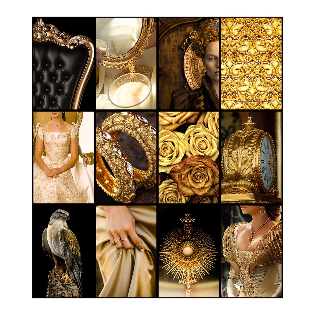 Royalcore Wall Art Rich Girl Collage Kit Gold Photo Prints Set College ...