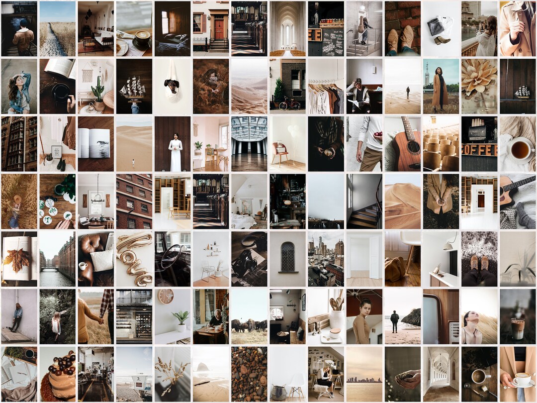 Dark Brown and Neutral Wall Collage Kit 100 Pcs College - Etsy