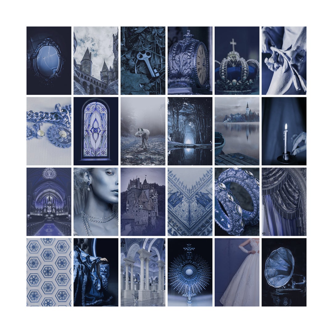 Royalcore Collage Kit Medieval Wall Art Indigo Blue Aesthetic Dorm ...