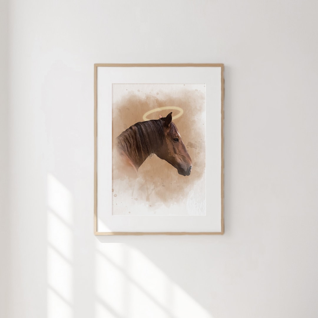 Custom Horse Painting From Photo Pet Remembrance Portrait With Halo ...