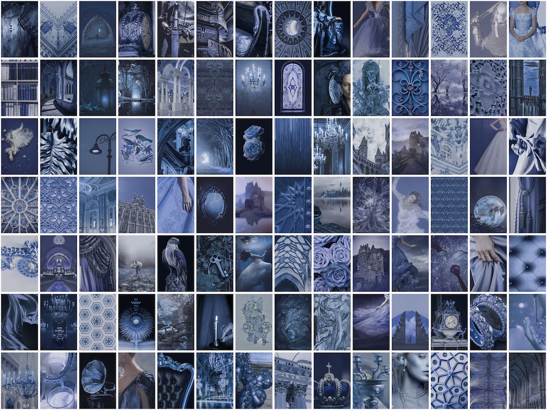 Royal Collage Kit Indigo Blue Aesthetic Photo Prints 100 Pcs Royalcore ...