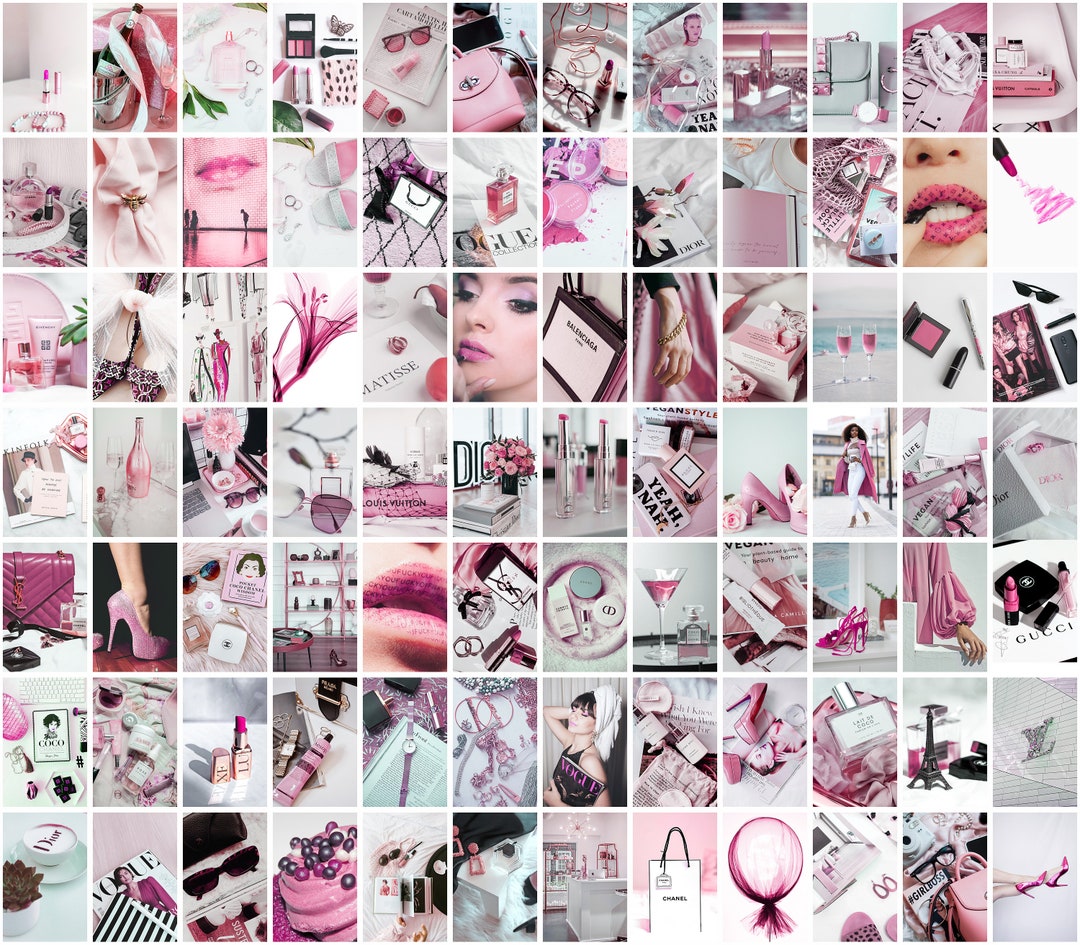 Boujee Wall Collage Kit Pink 90 PCS Vogue Prints College Apartment ...