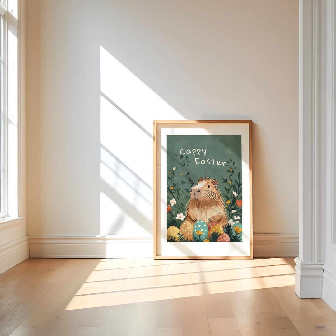 Cappy Easter Capybara Print Emerald Green Wall Art Postcard - Etsy