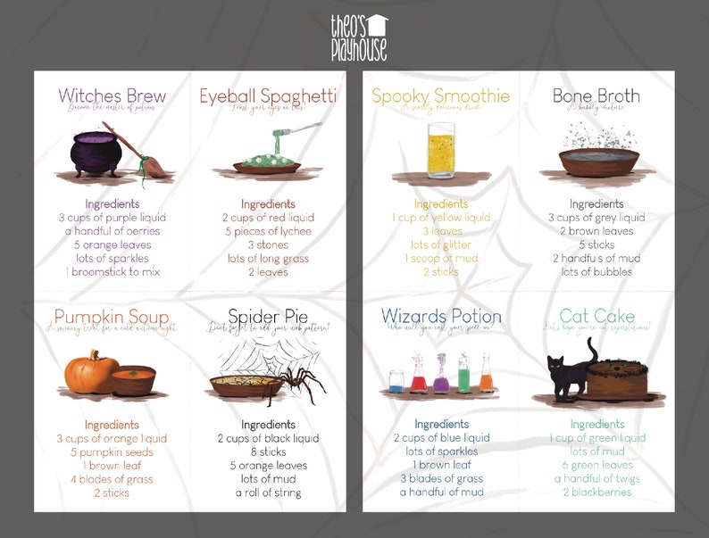 Halloween Mud Kitchen Cards Digital Download Montessori - Etsy