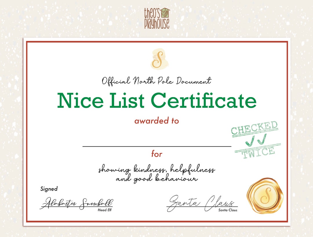 Nice List Certificate | Digital Download | Montessori | Early Years ...