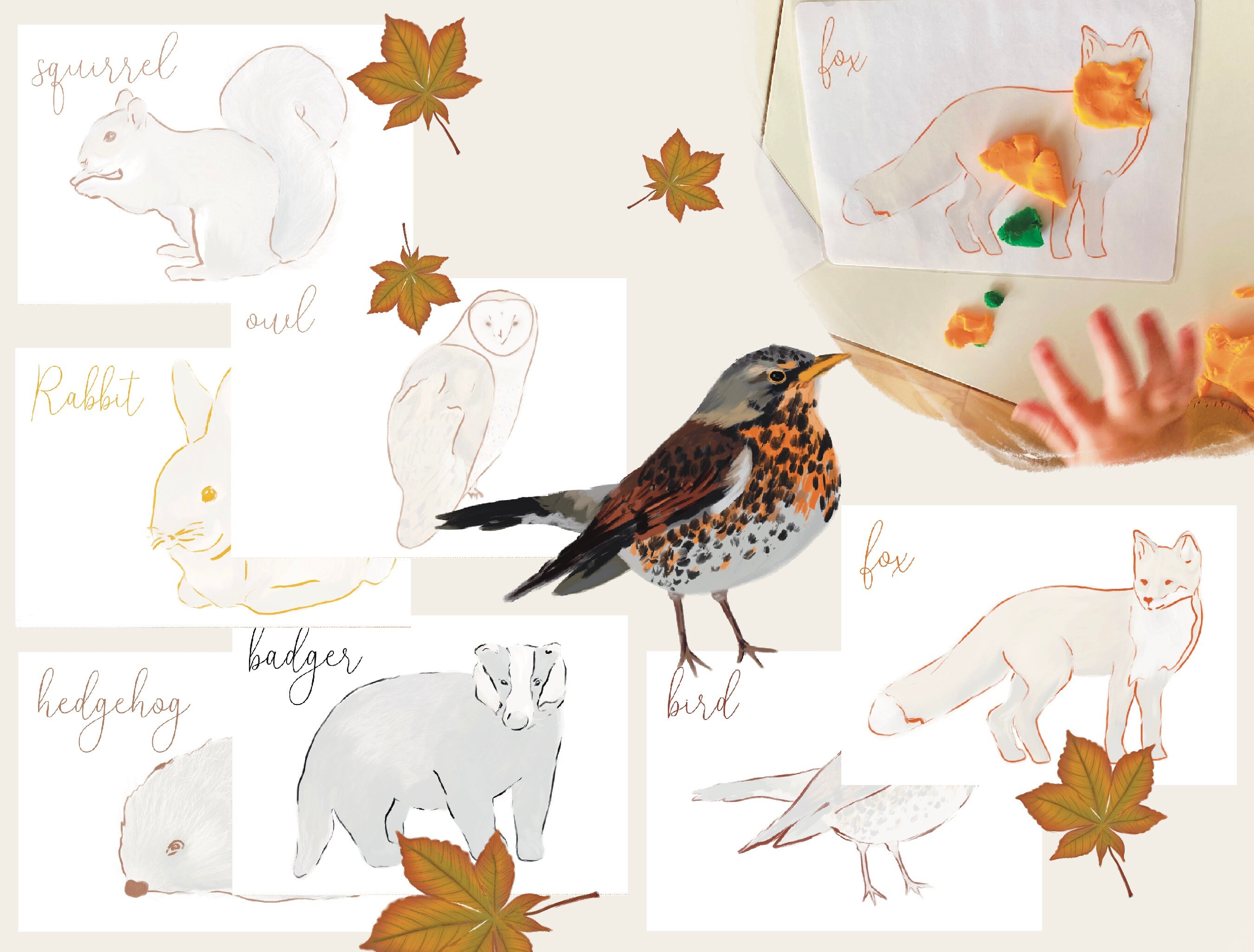 Autumn Woodland Animals Play-dough and Drawing Mats Digital - Etsy UK