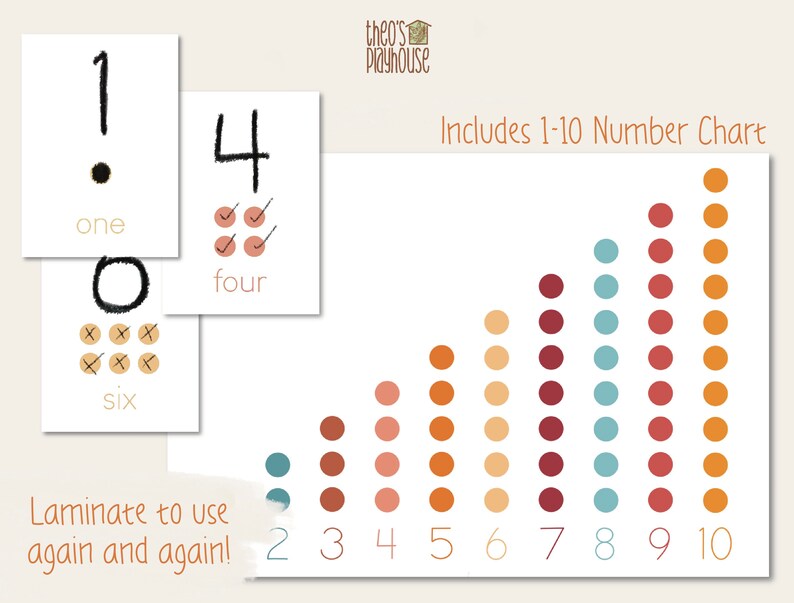 1-10 Neutral Number Cards Digital Download Montessori - Etsy