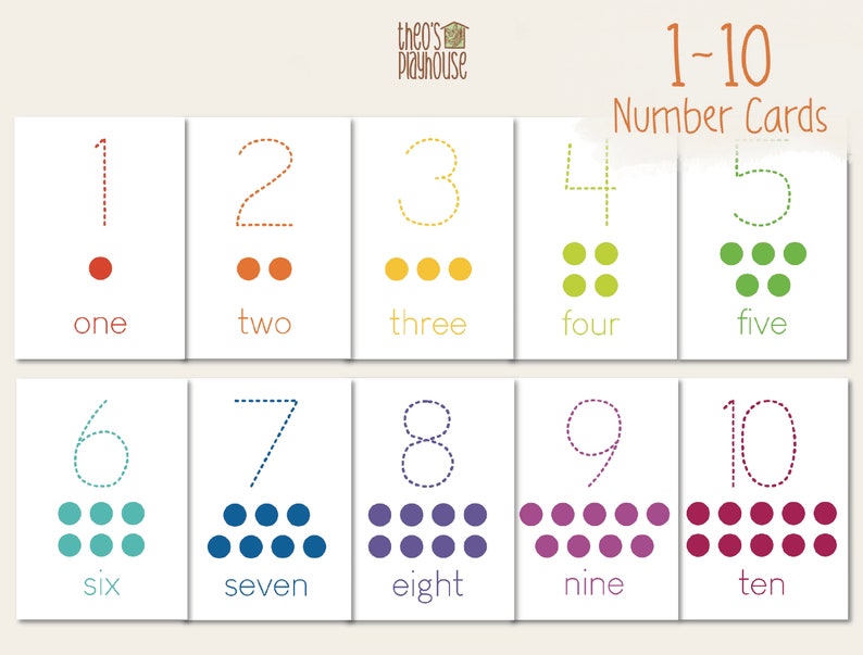 1-10 Rainbow Number Cards Digital Download Montessori - Etsy