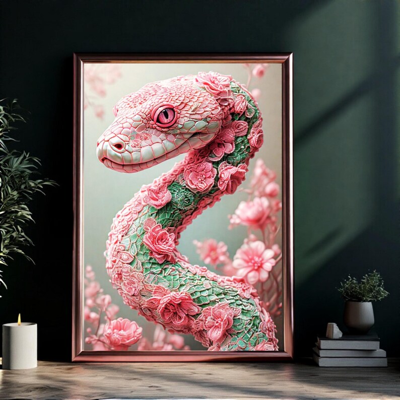 Pink Floral Snake Wall Art | Digital Download | Spiritual Snake ...