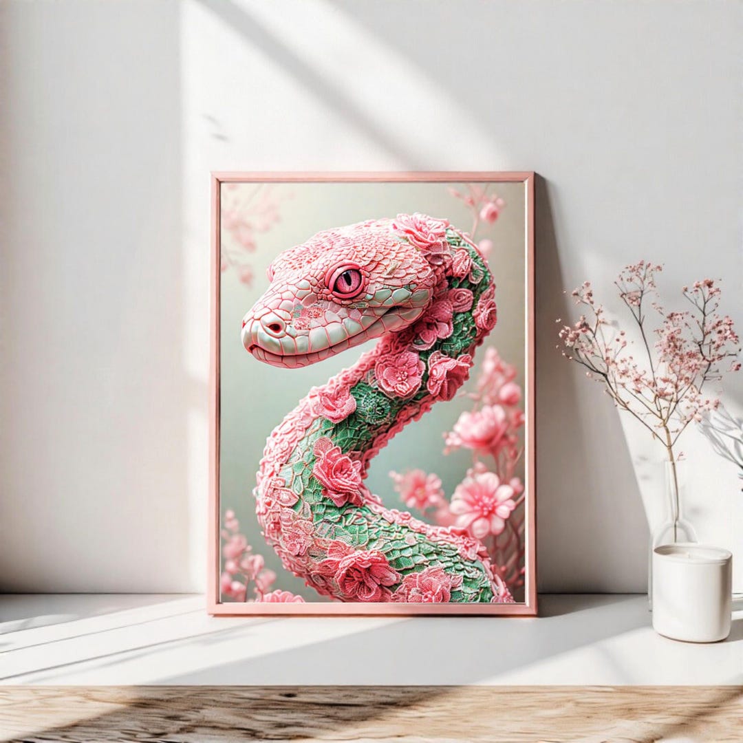 Pink Floral Snake Wall Art | Digital Download | Spiritual Snake ...