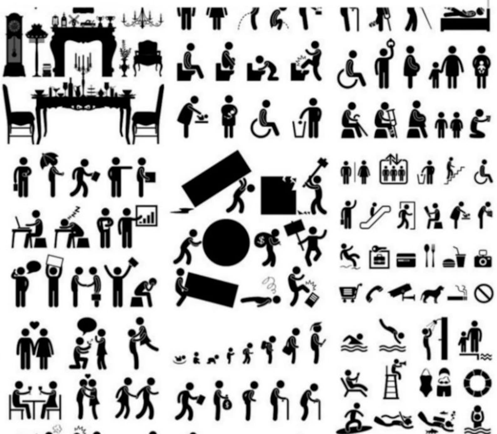 3850 Man Icon Stick Figure Pictogram Collection EPS & JPG, Iconic ...