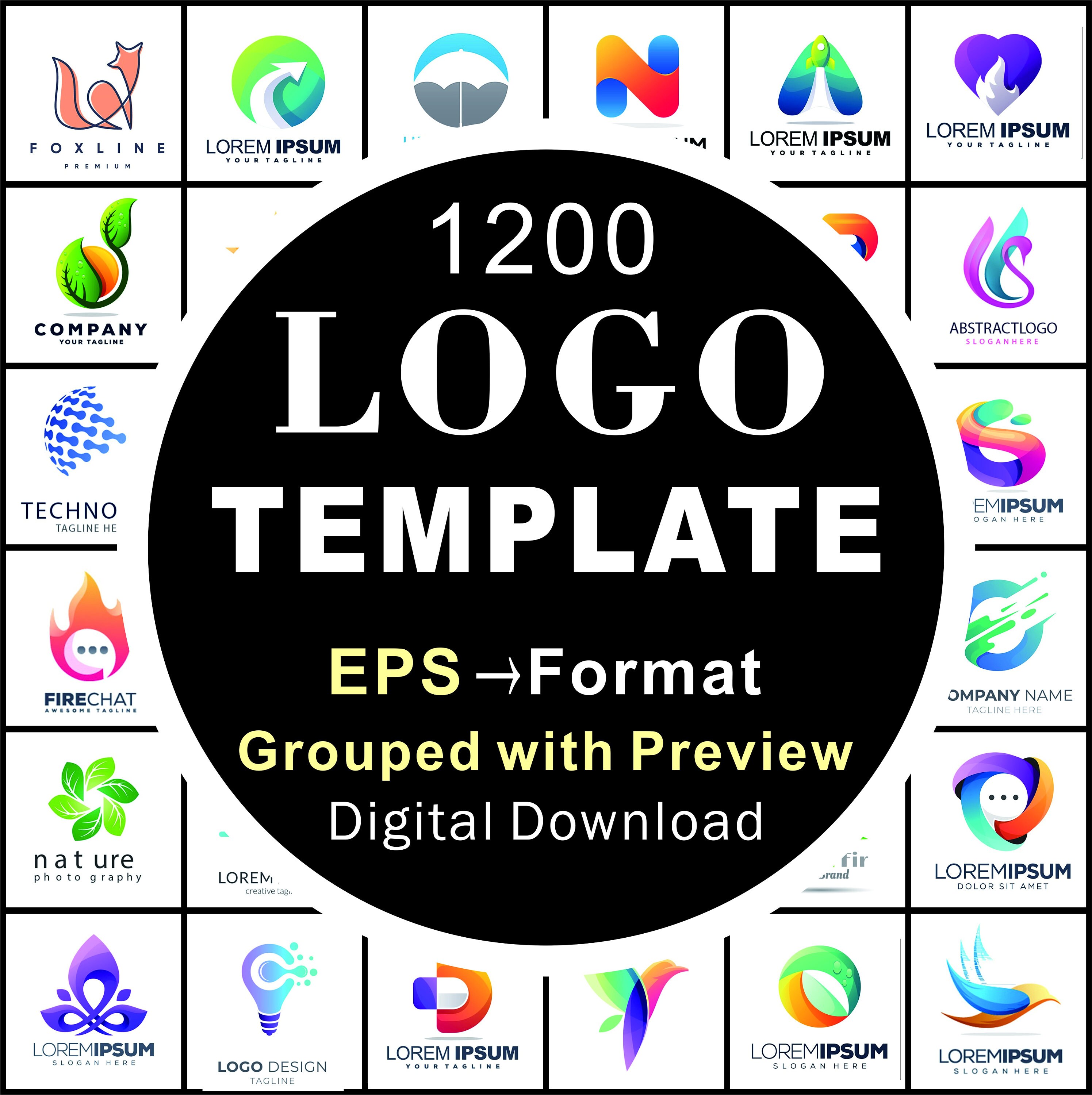1200 Logo Templates Premium Bundle, Best Current Logo Design Ideas, EPS ...