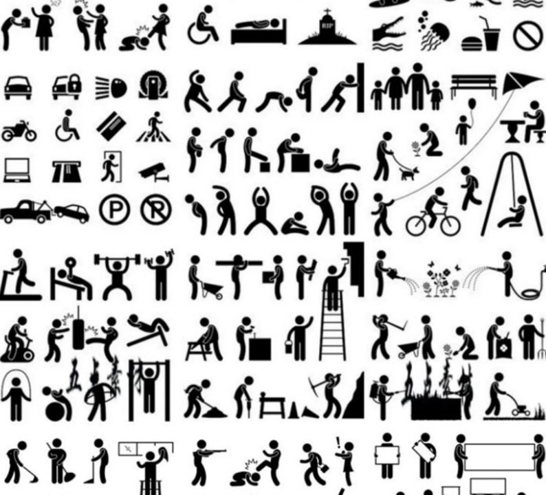 3850 Man Icon Stick Figure Pictogram Collection EPS & JPG, Iconic ...