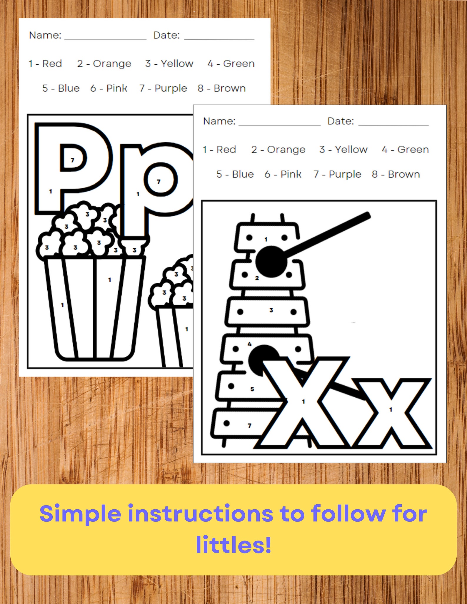 Alphabet Color by Number Coloring Book or Individual Color by Number ...