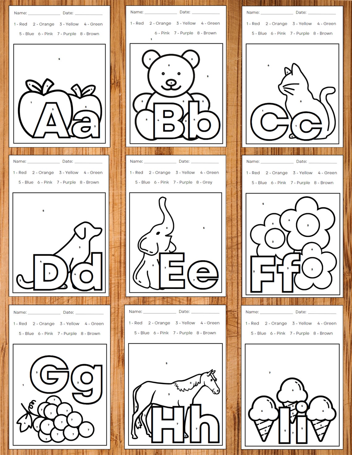 Alphabet Color by Number Coloring Book or Individual Color by Number ...