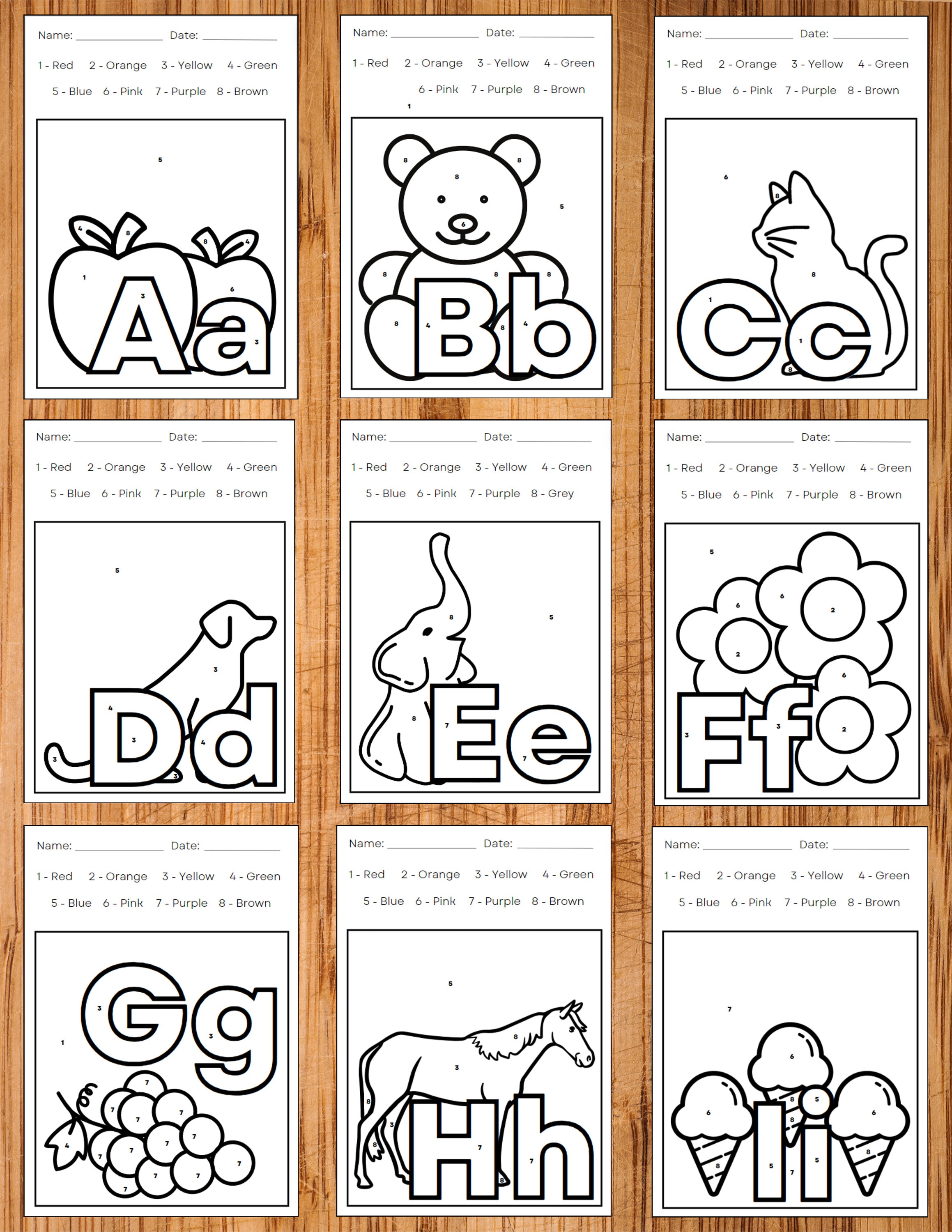 Alphabet Color by Number Coloring Book or Individual Color by Number ...