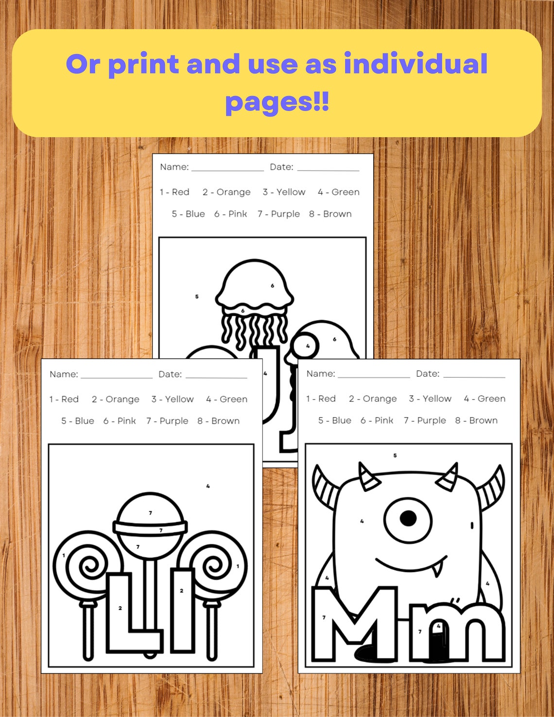 Alphabet Color by Number Coloring Book or Individual Color by Number ...