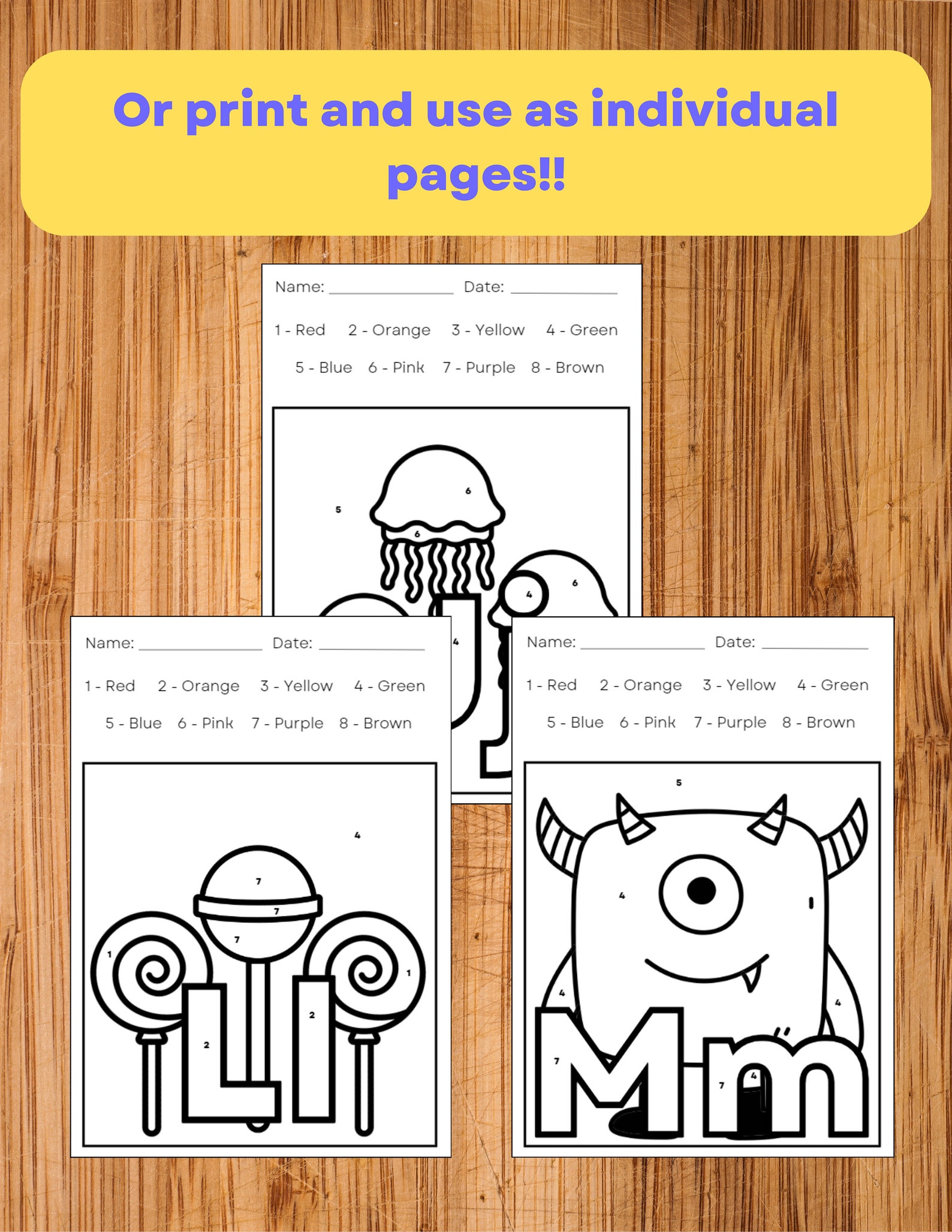 Alphabet Color by Number Coloring Book or Individual Color by Number ...