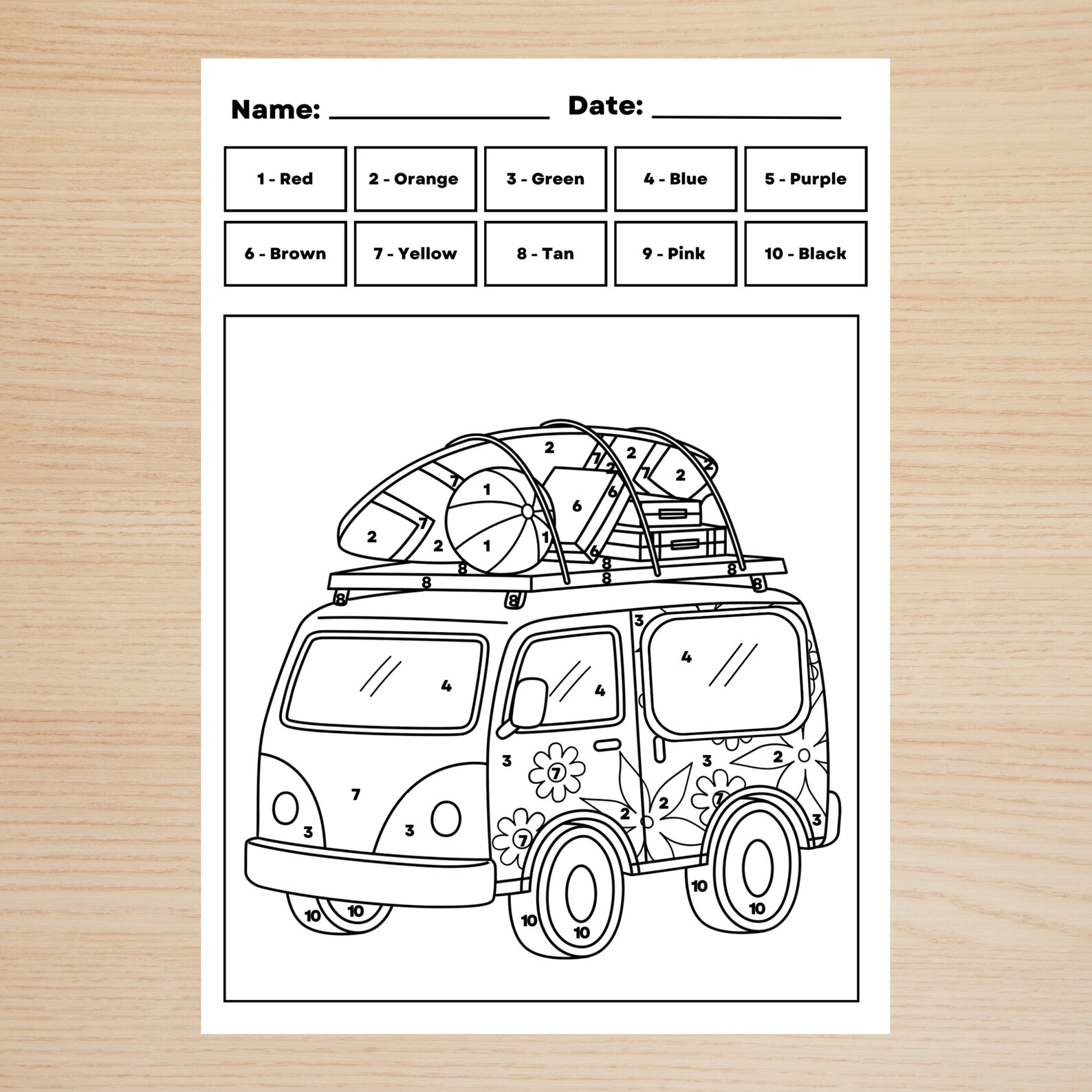 Summer Kids Elementary Color by Number Coloring Pages (set of 4) - Etsy