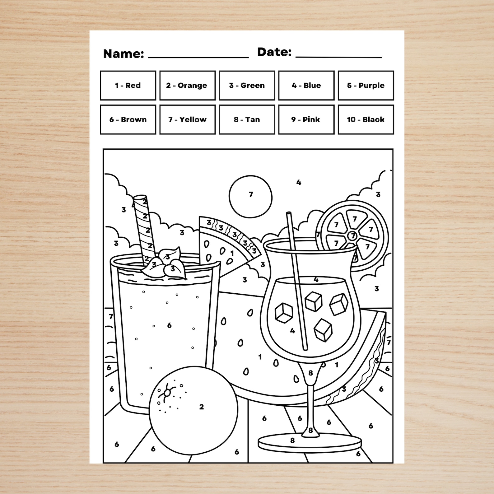 Summer Kids Elementary Color by Number Coloring Pages (set of 4) - Etsy