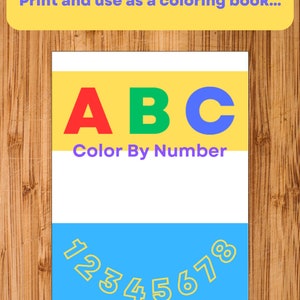 Alphabet Color by Number Coloring Book or Individual Color by Number ...