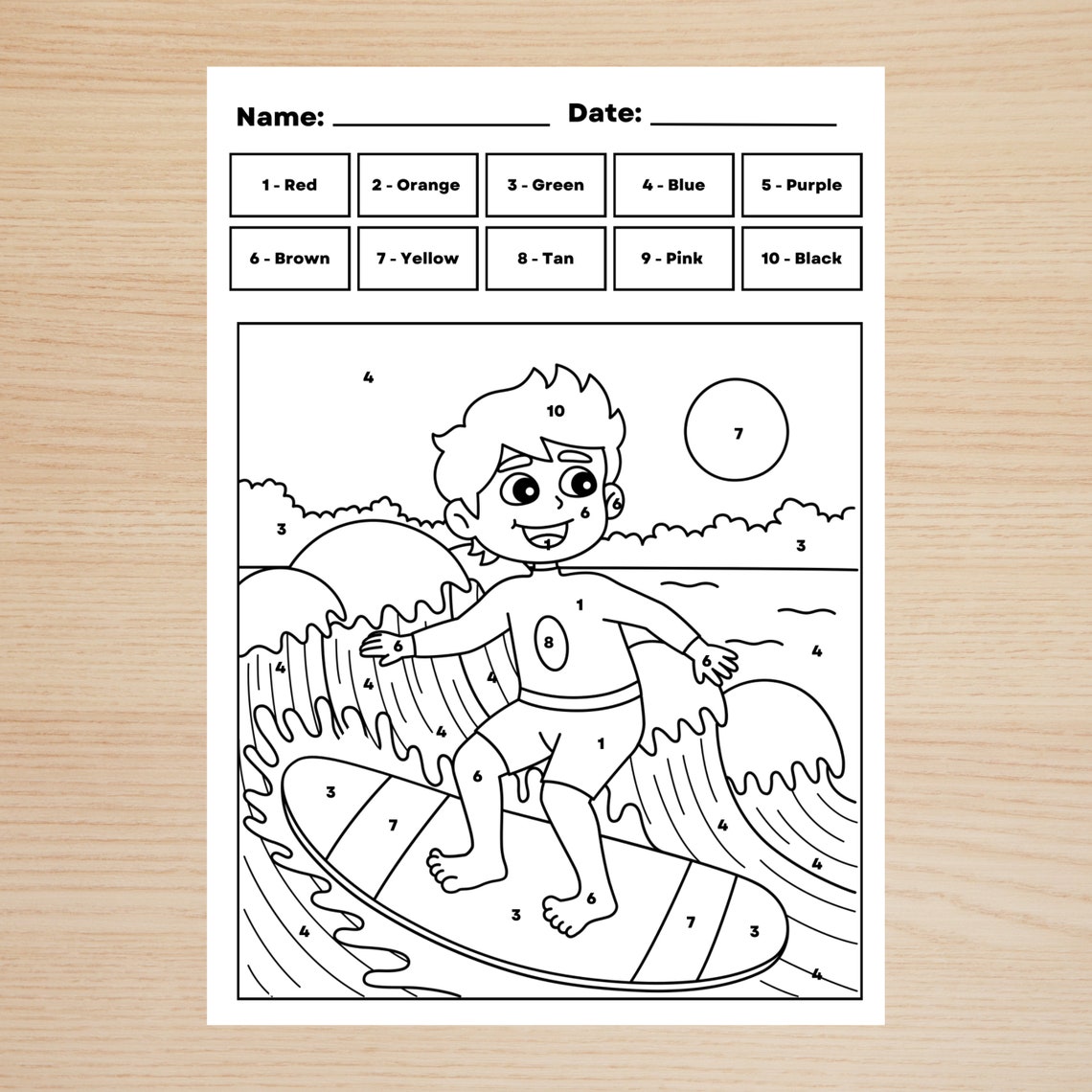 Summer Kids Elementary Color by Number Coloring Pages (set of 4) - Etsy