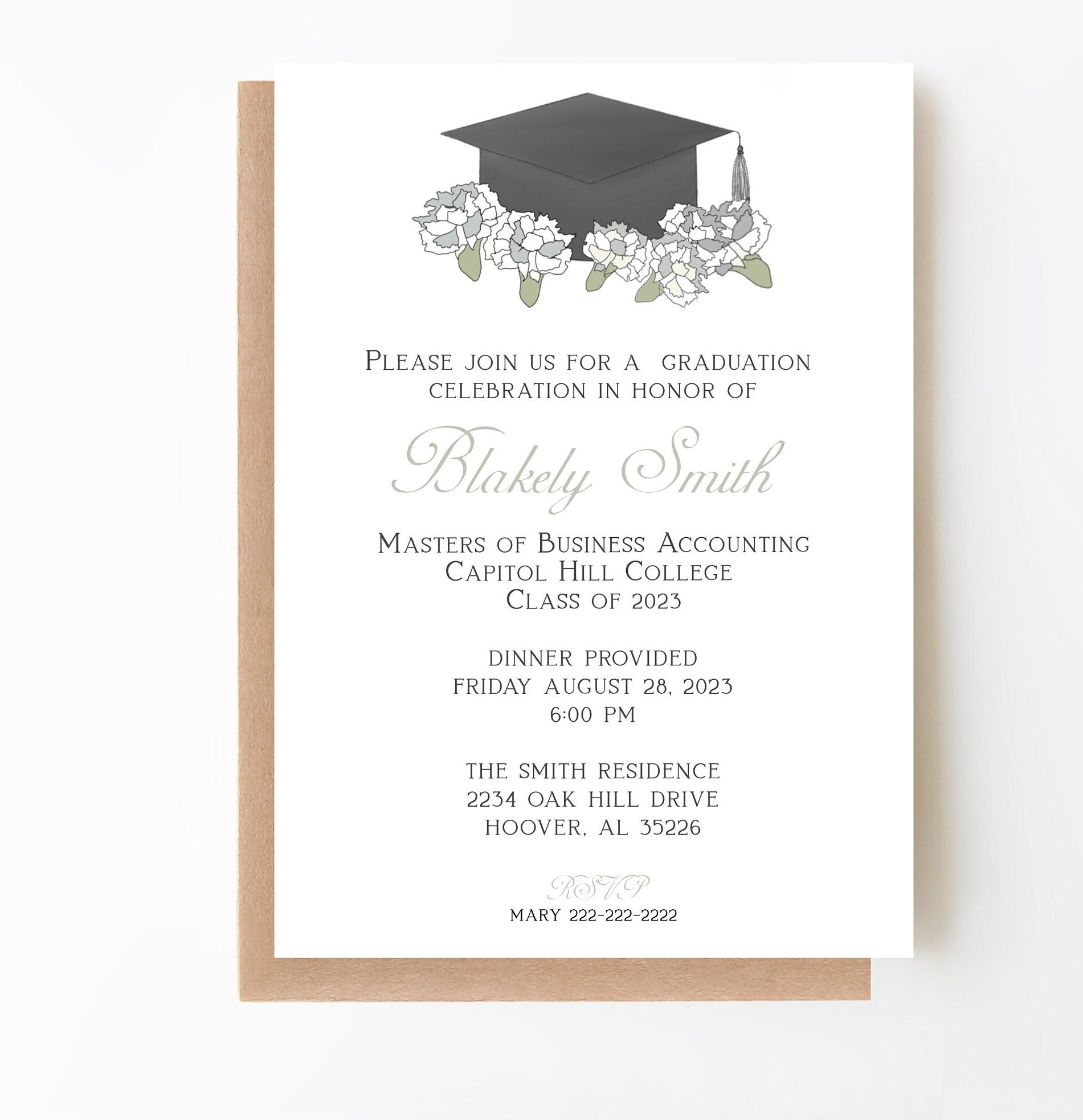 Floral Graduation Invitation | Flower Graduation Party | Editable ...