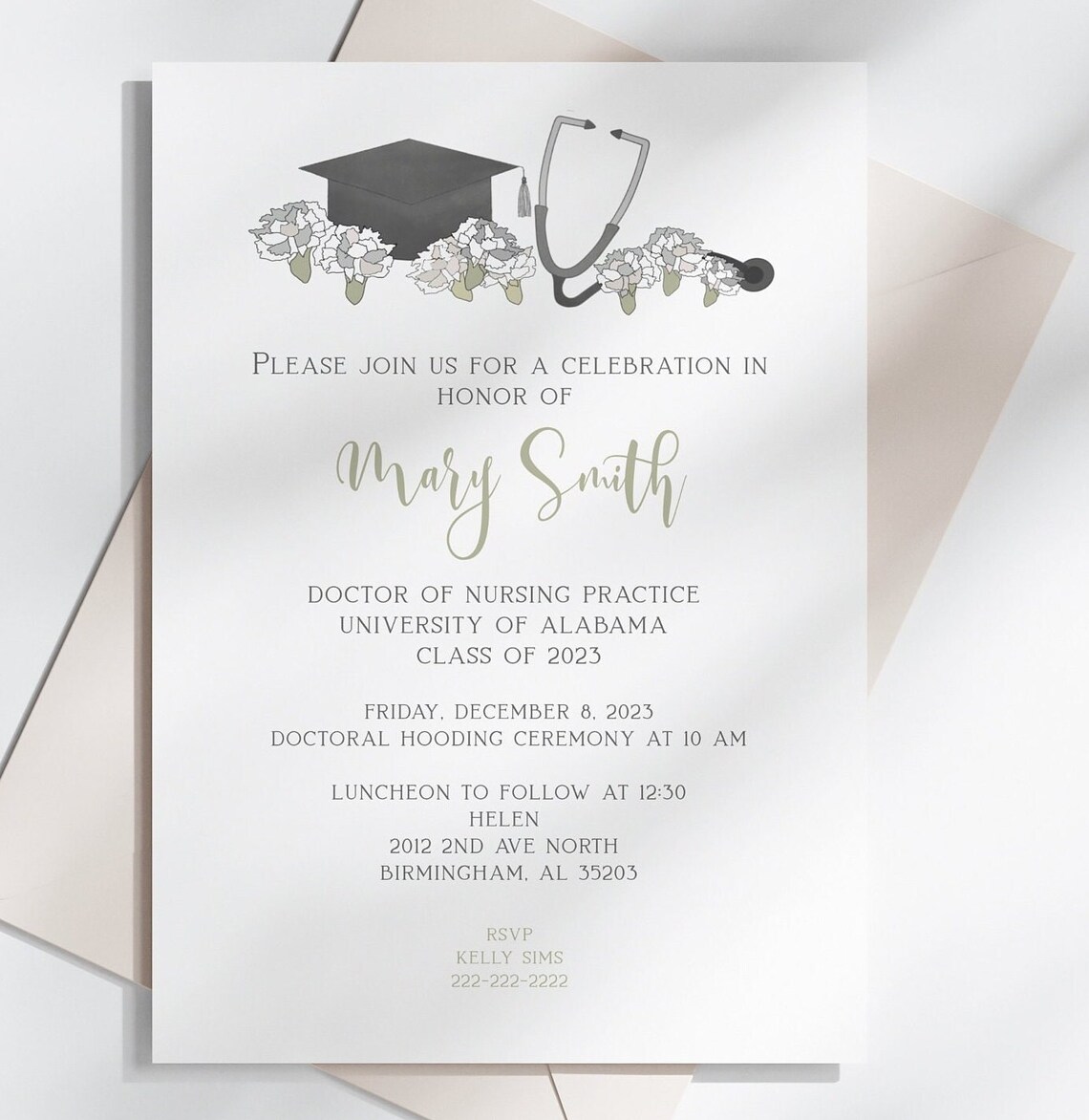 Floral Nursing Graduation Invitation | Medical Graduation Party ...