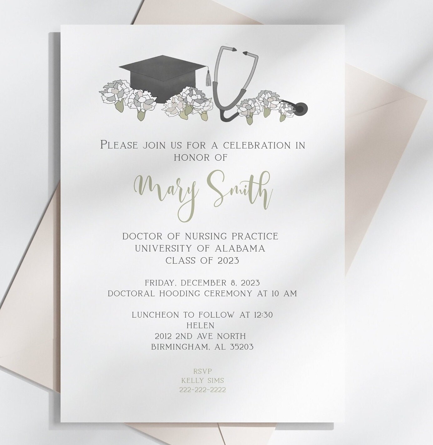 Floral Nursing Graduation Invitation | Medical Graduation Party ...