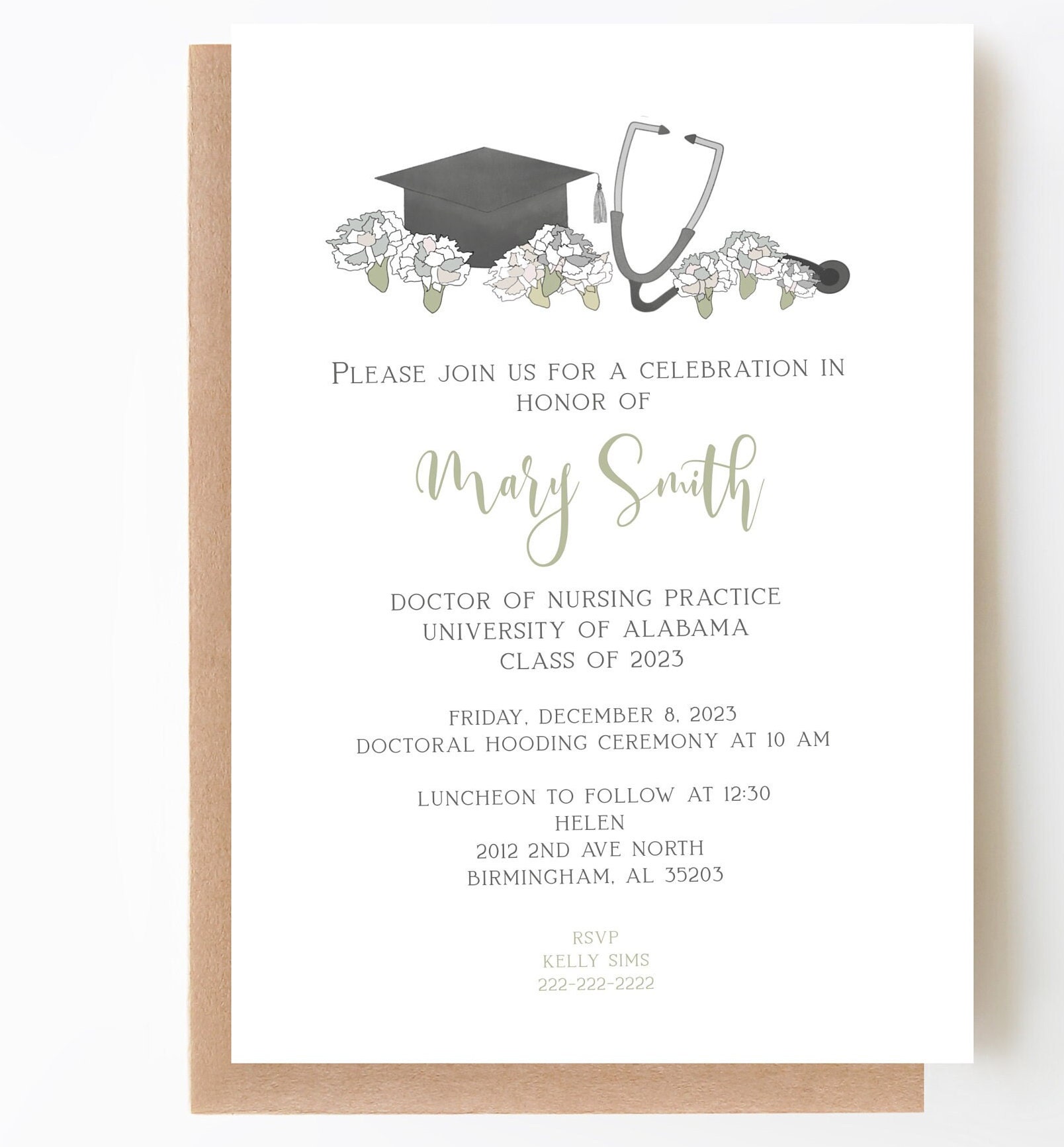Floral Nursing Graduation Invitation | Medical Graduation Party ...