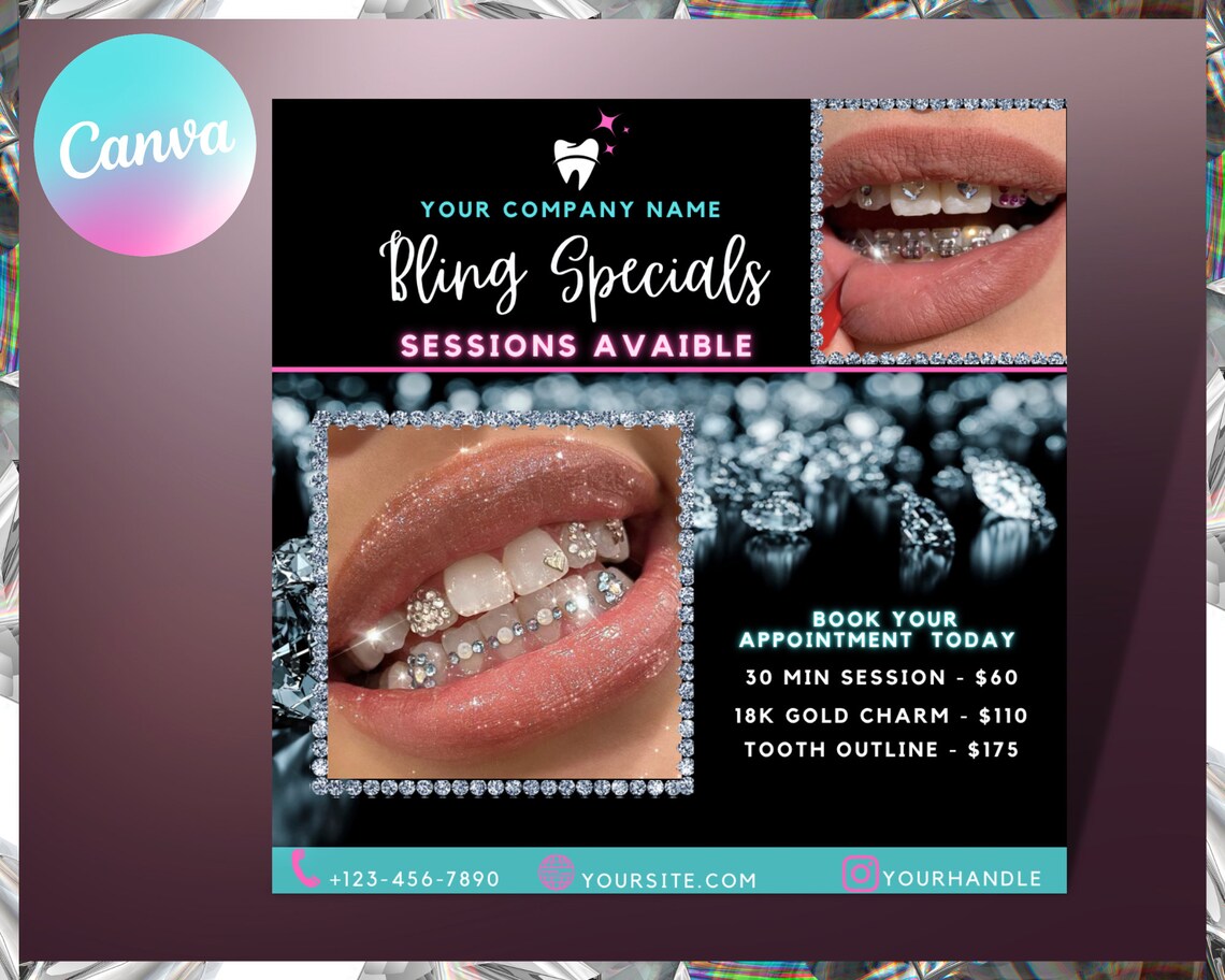 DIY Tooth Gem Service/ Teeth Whitening Flyer Template for - Etsy