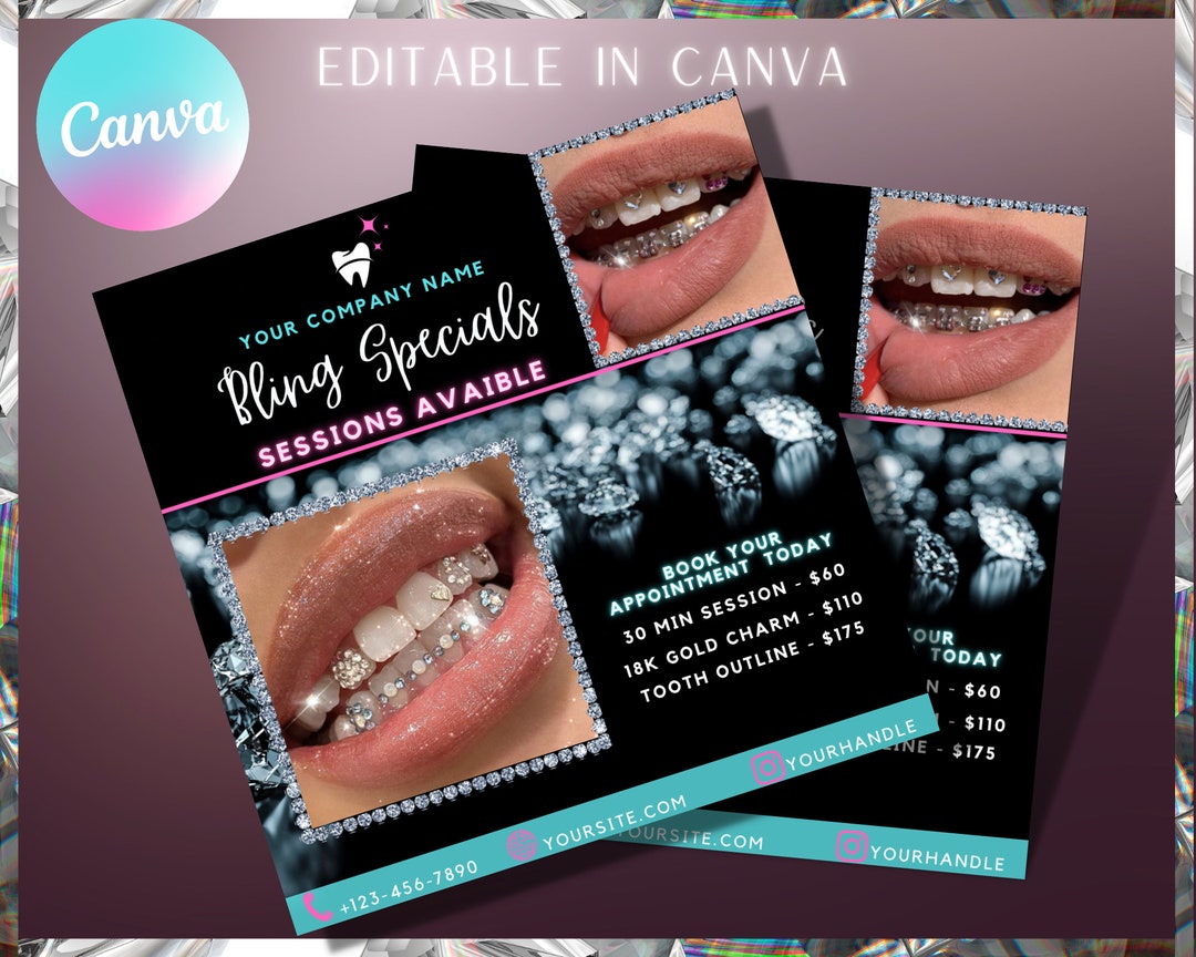 DIY Tooth Gem Service/ Teeth Whitening Flyer Template for Students ...