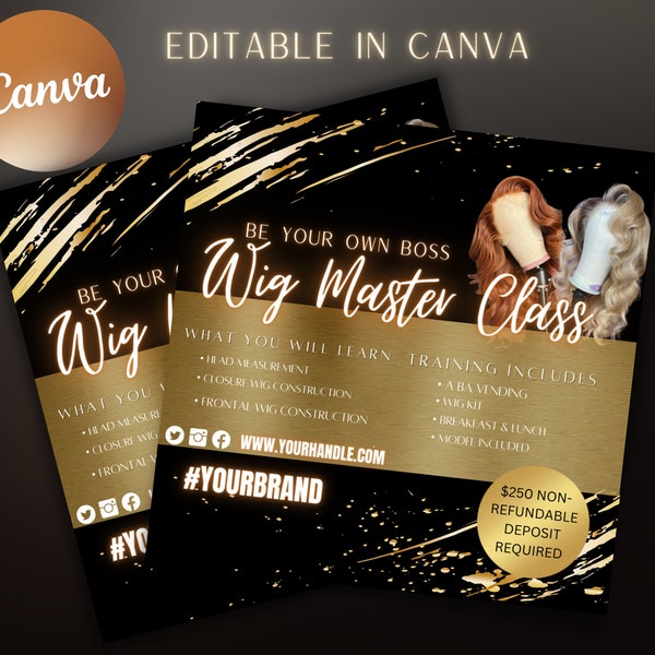 Wig Install Class Flyer - Etsy