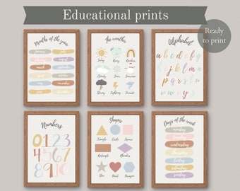 Set of Educational Posters, Homeschool Prints, Montessori Classroom ...
